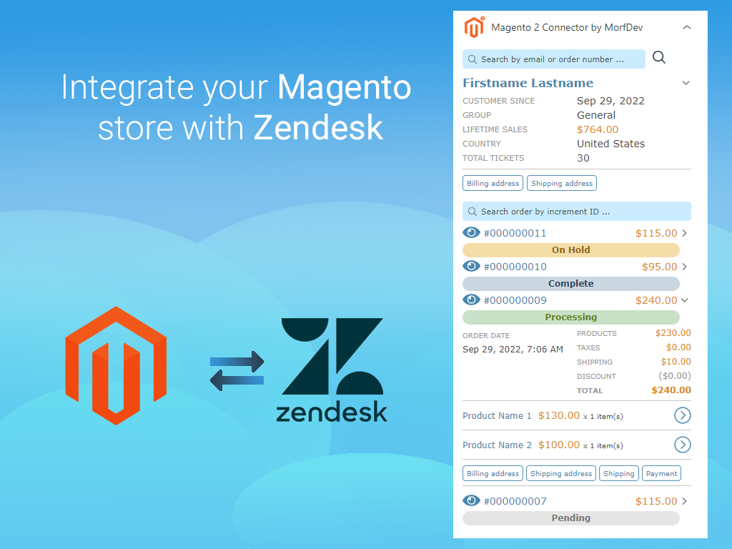 Magento 2 Connector by MorfDev App Integration with Zendesk Chat
